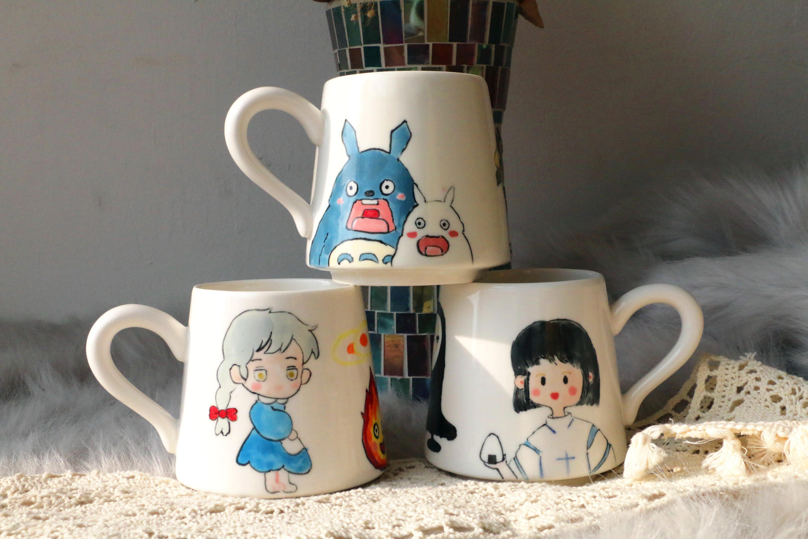 Totoro Ceramic Mug – Hand-Painted Ghibli-Inspired Cup for Anime Gift ...