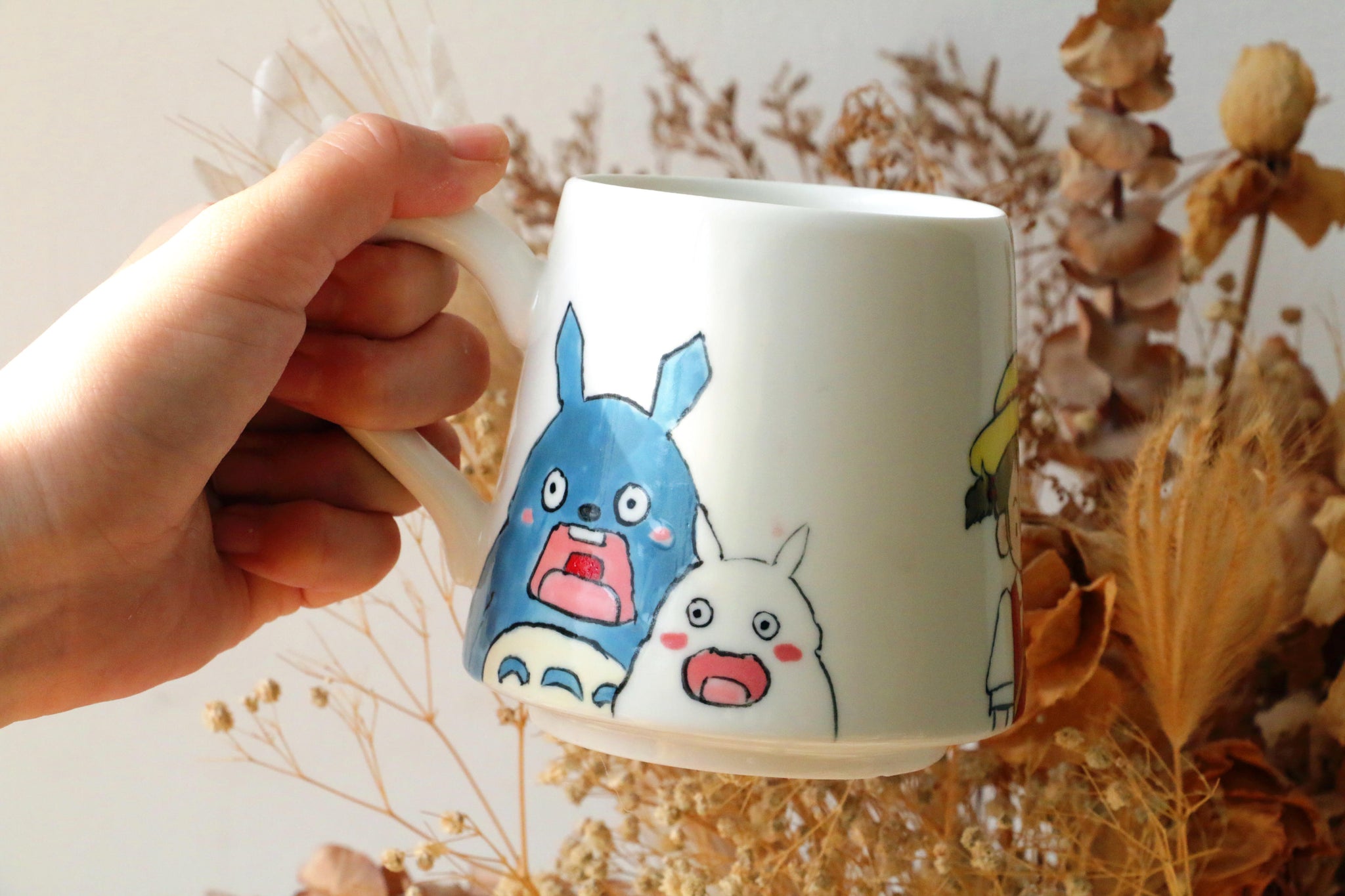 Totoro Ceramic Mug – Hand-Painted Ghibli-Inspired Cup for Anime Gift ...
