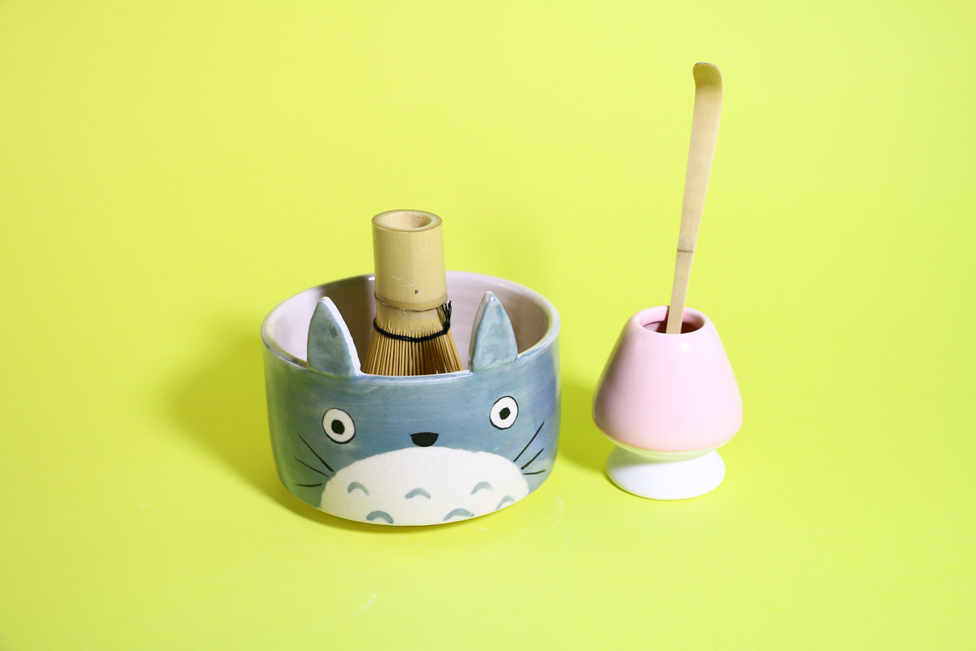 Hand painted Totoro Ceramic Matcha Bowl Set, Custom Cute Pottery Match ...